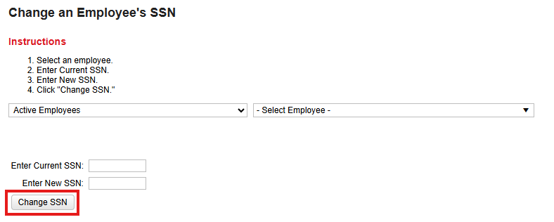 How do I adjust an employee's social security number?