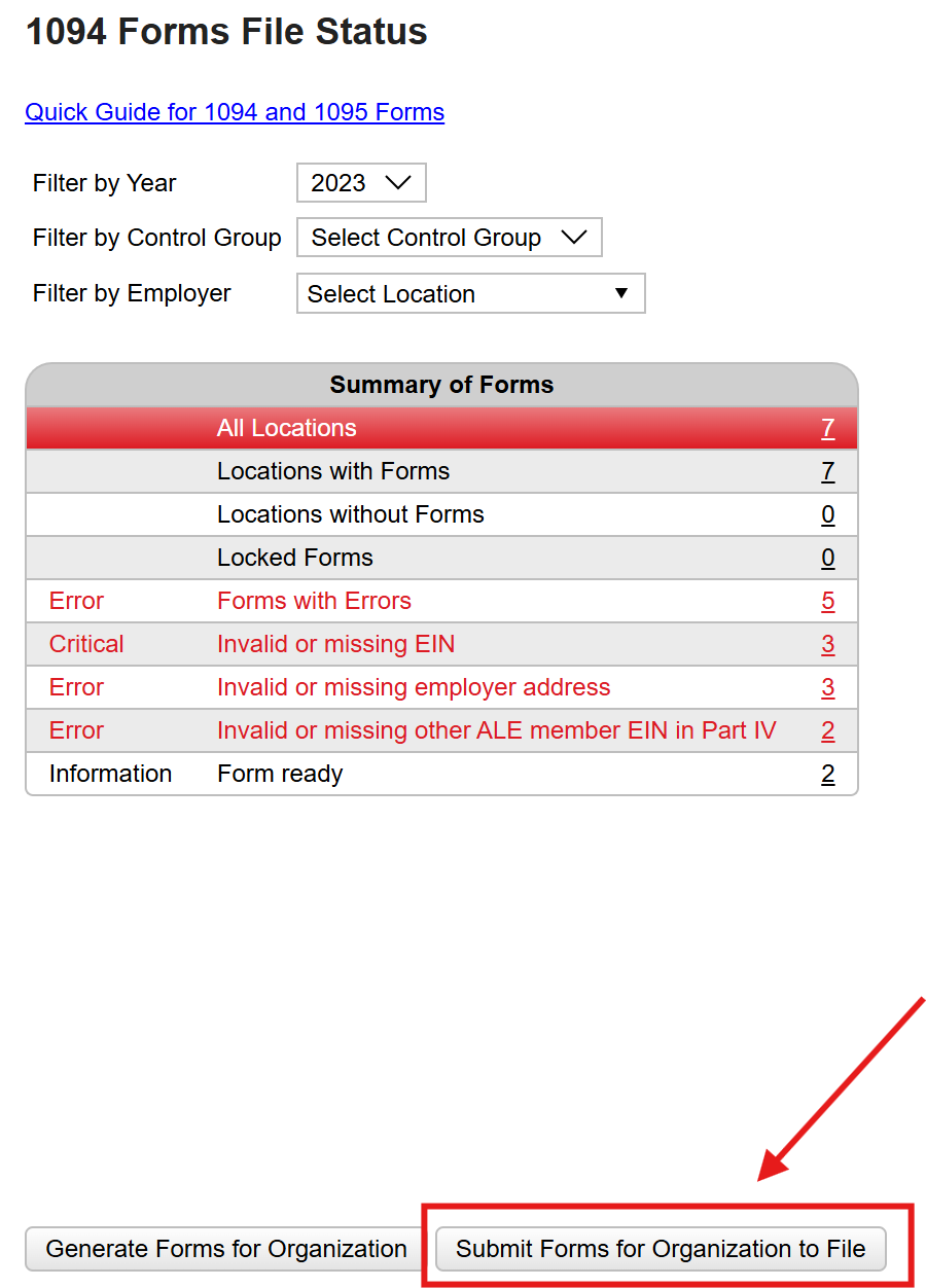 How do I distribute and submit Federal 1094 and 1095 Forms?